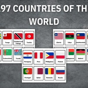 World Flags Flash Cards, Printable Flashcards, United Nations Countries ...