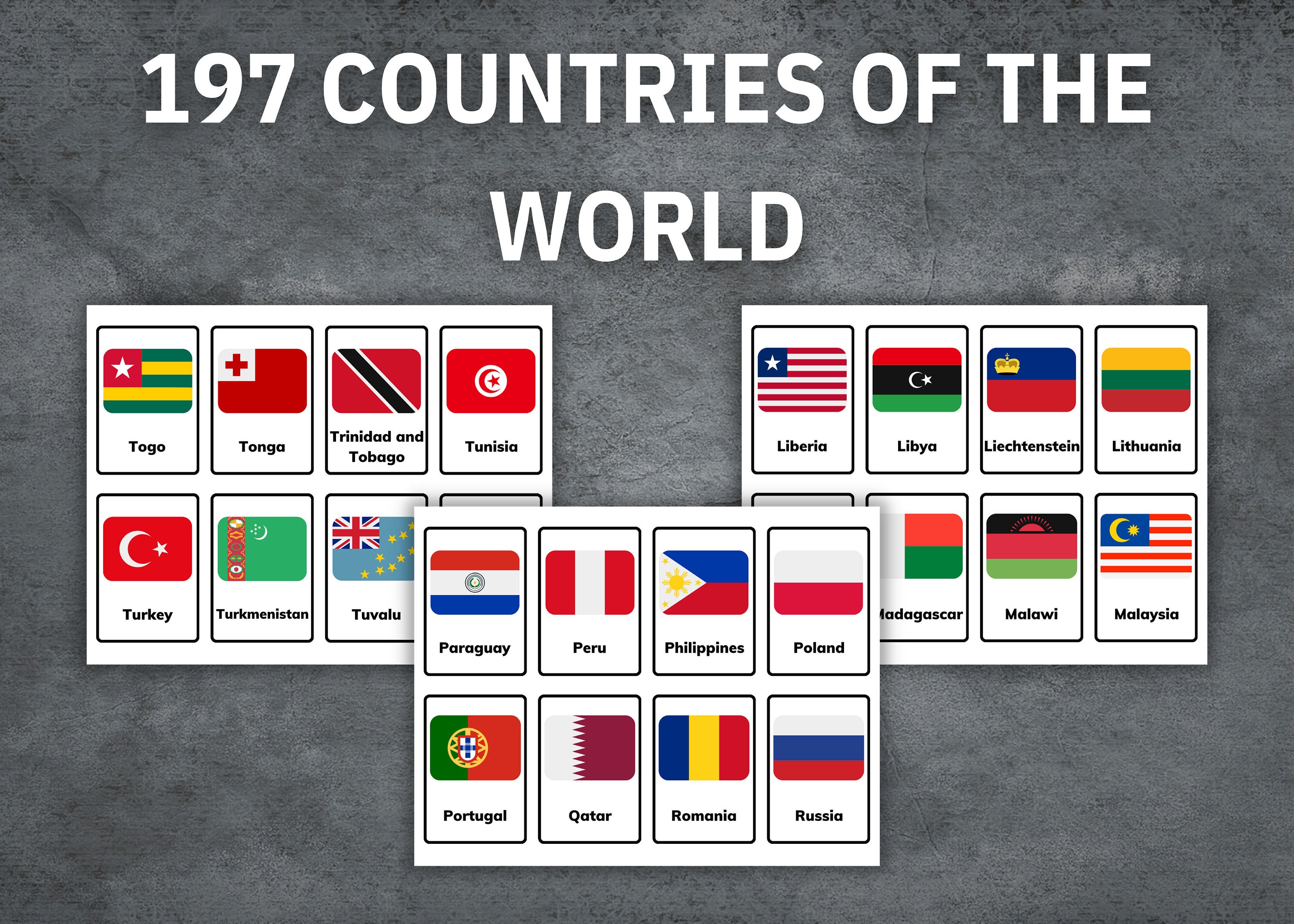 World Flags Flash Cards, Printable Flashcards, United Nations Countries ...