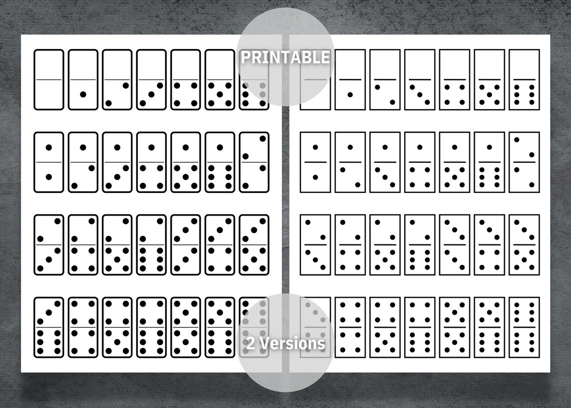 Printable Domino Set, Dominoes Template Set, Printable Dominoes, Domino ...