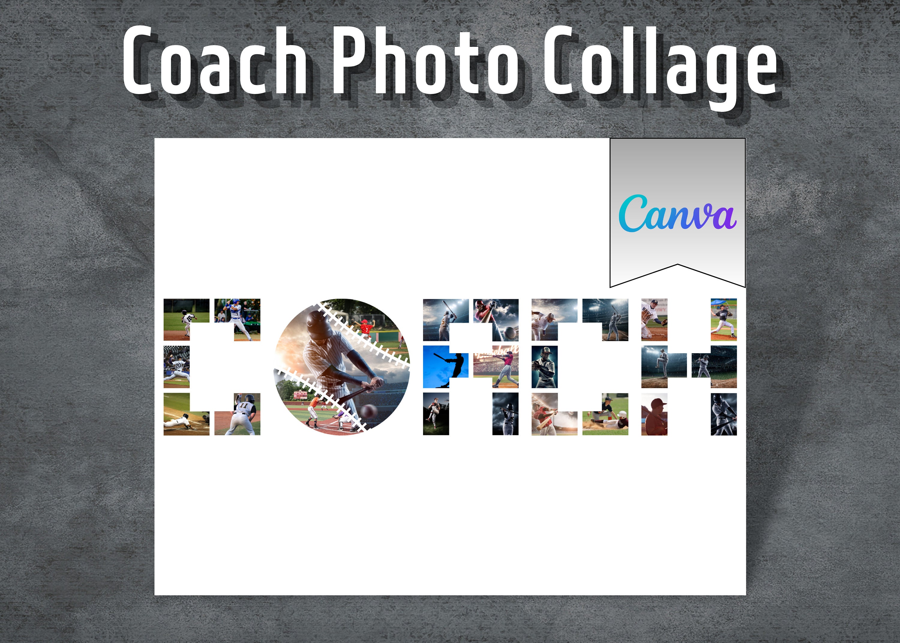 Baseball Coach Photo Collage, Editable Canva Template, Baseball Canva ...
