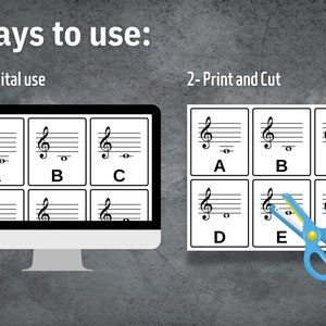 Treble Clef Flash Cards, Printable Music Note Flash Cards, Treble Clef ...