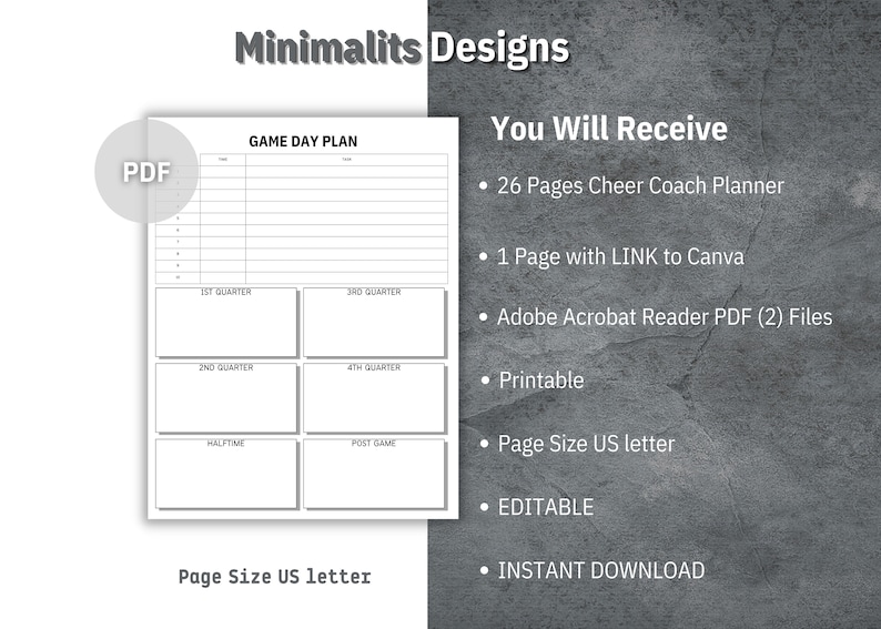 Cheer Coach Planner, Printable Cheer Planner, Cheerleading Squad, Team ...