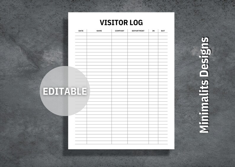 Visitor Log, Visitor Logbook, Visitor Tracker Form, Printable Visitor ...