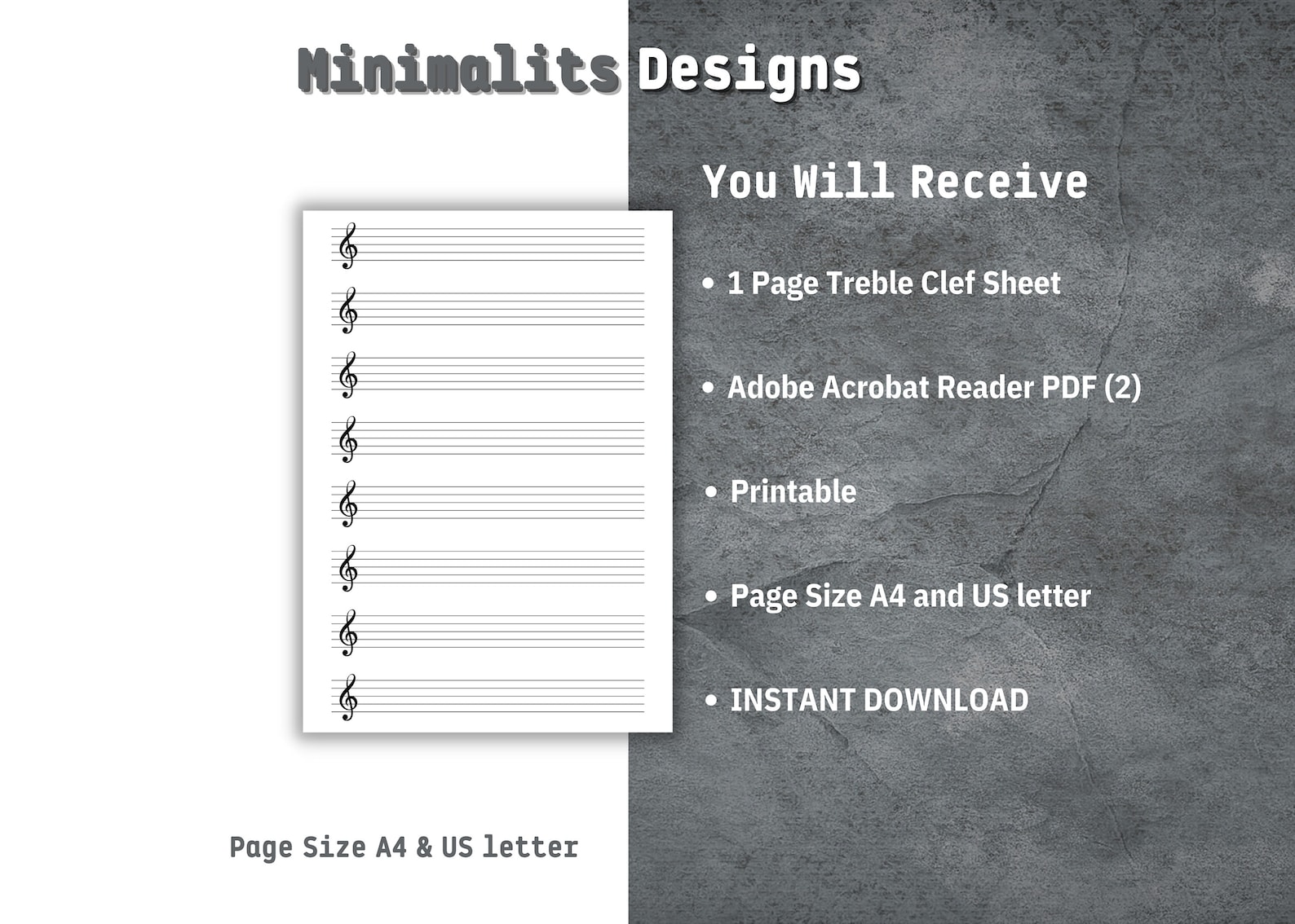 Treble Clef Sheet, Music Sheet, Blank Music Treble Clef, Printable ...