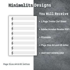 Treble Clef Sheet, Music Sheet, Blank Music Treble Clef, Printable ...