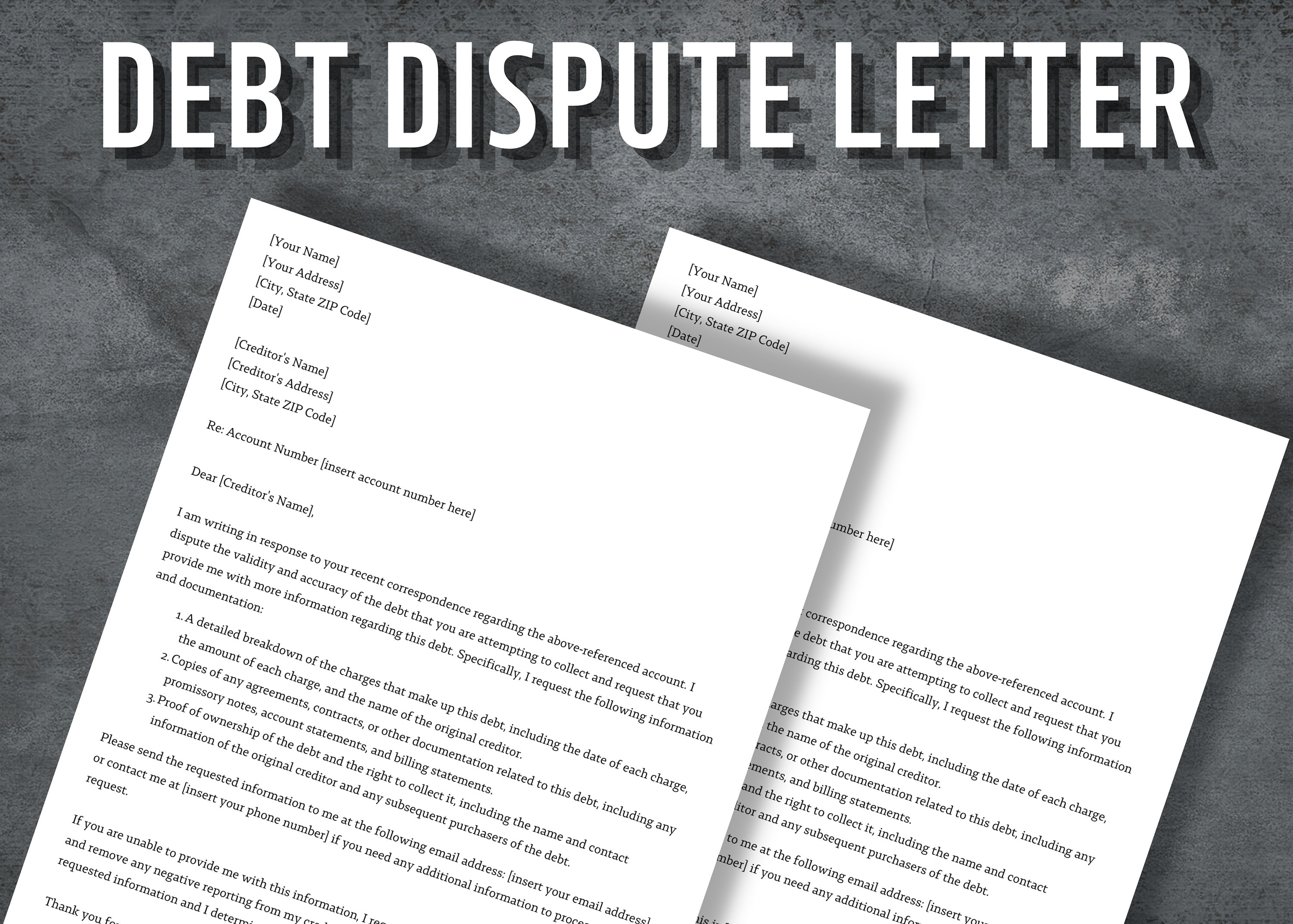 Debt Dispute Letter, Debt Collection Dispute Letter, Printable Debt ...