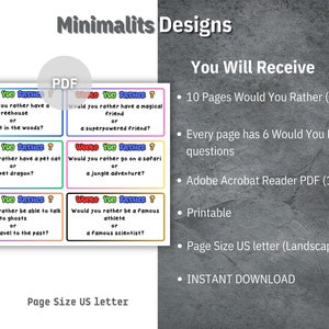 Would You Rather, Would You Rather for Kids, Printable Card Game, Kids ...