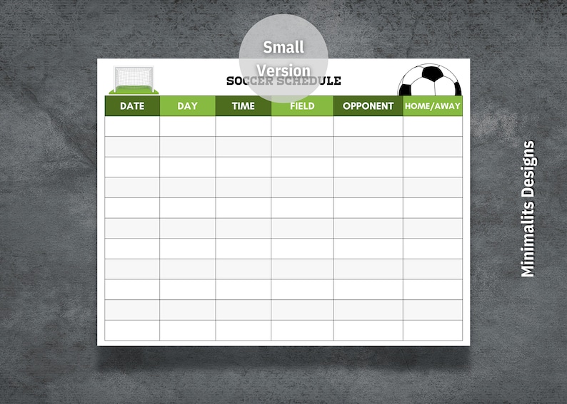 Soccer Schedule Template, Printable Football Schedule, Editable Soccer ...