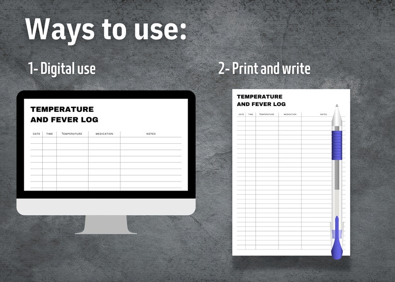 Temperature and Fever Log, Fever Tracker, Fever Chart, Temperature Log ...