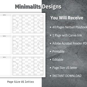 Netball Playbook Template, Printable Blank Netball Diagrams, Canva Template, Netball Practice ...