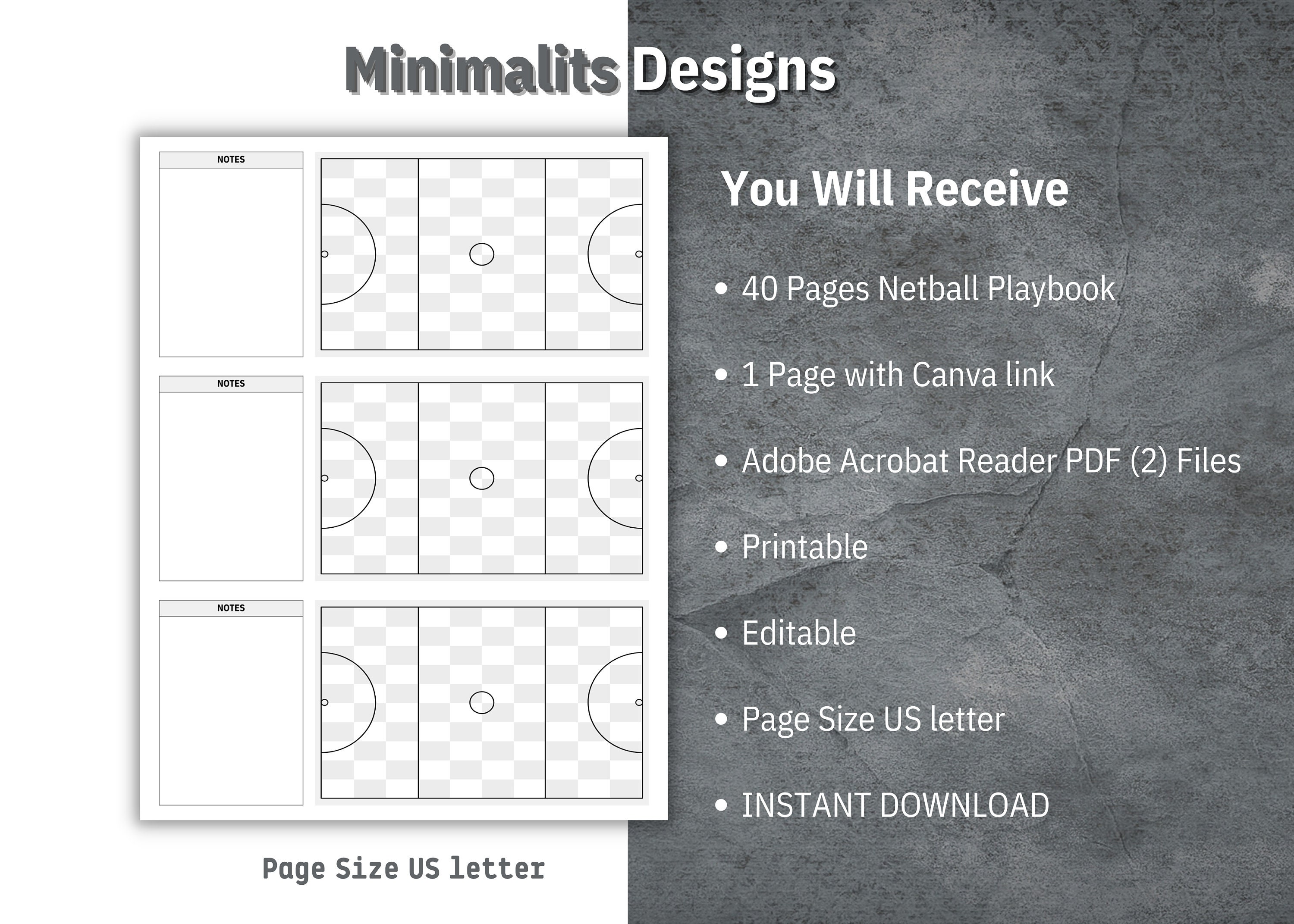 Netball Playbook Template, Printable Blank Netball Diagrams, Canva ...