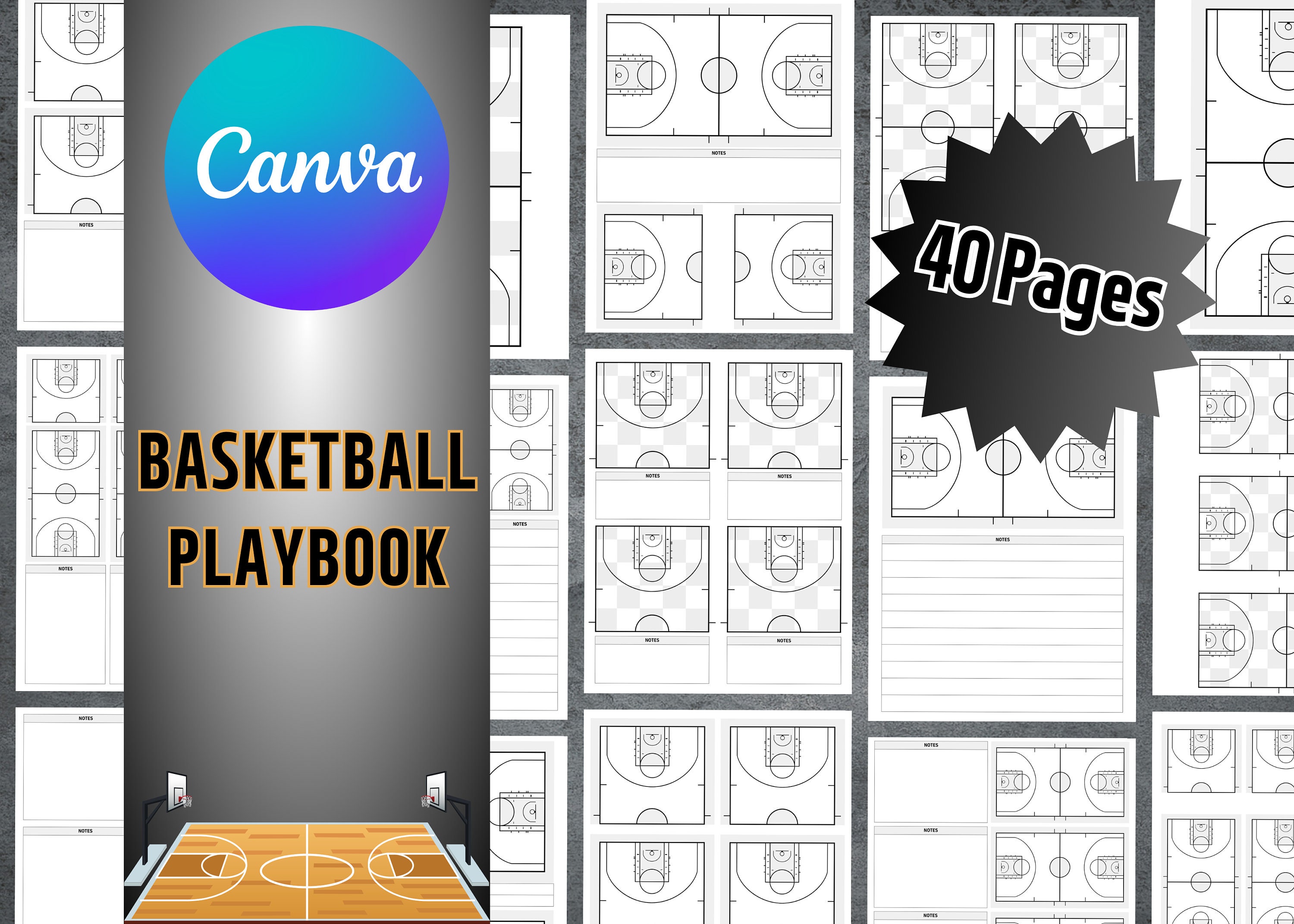 Basketball Playbook Template, Printable Blank Basketball Diagrams ...