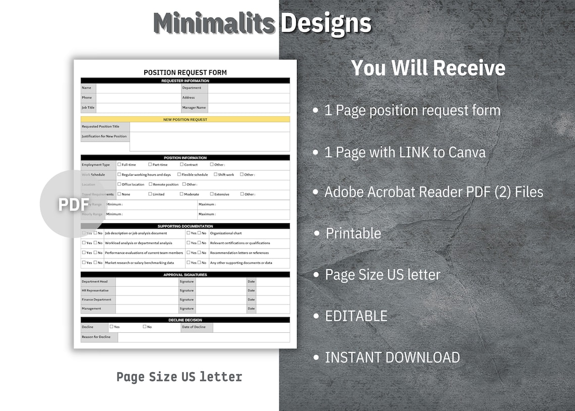 Position Request Form, Printable Job Request Form, HR Templates, Human ...