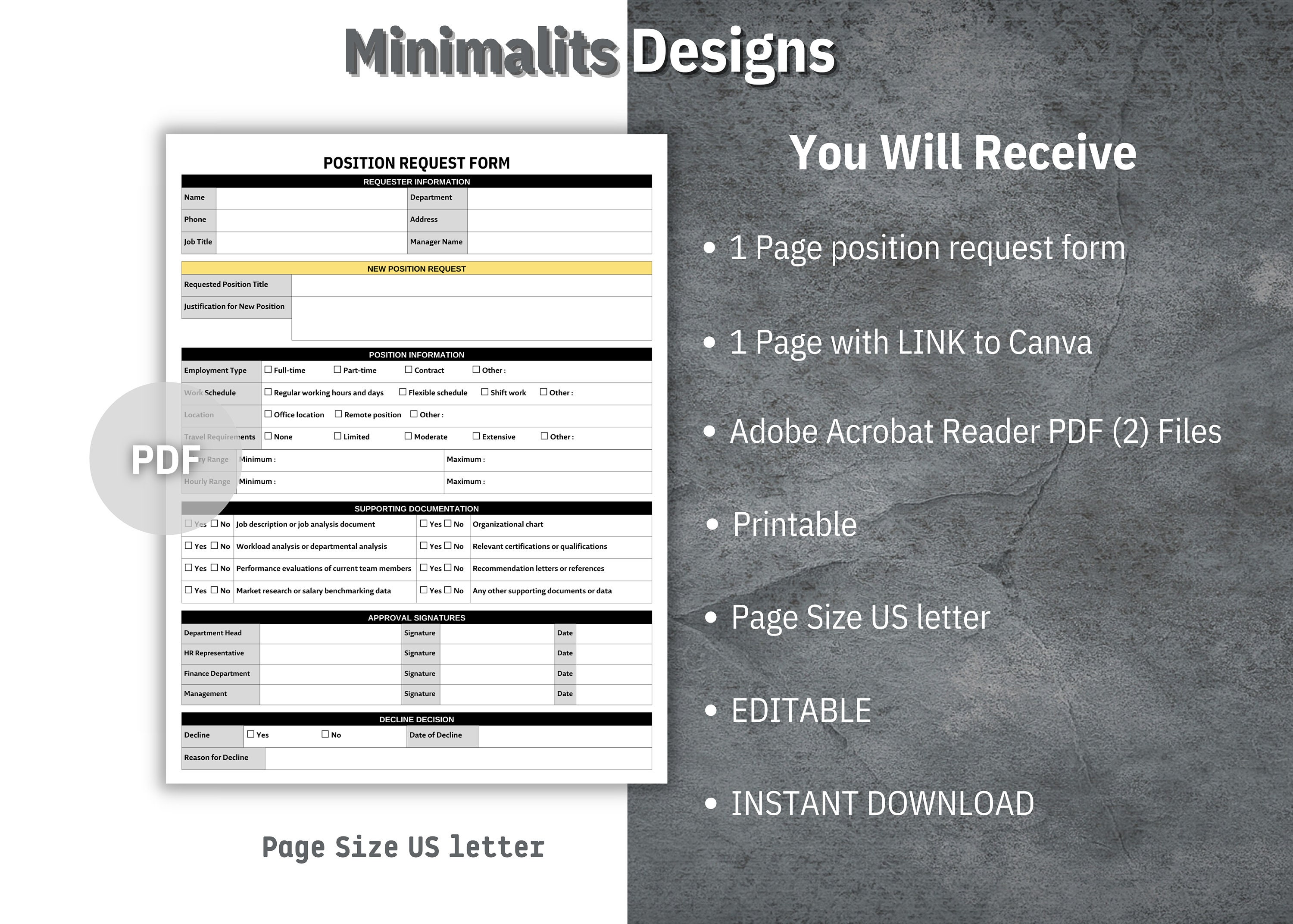 Position Request Form, Printable Job Request Form, HR Templates, Human ...