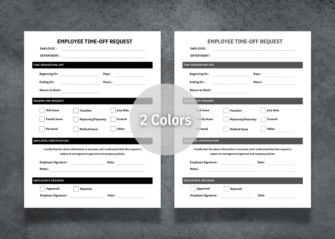 Employee Time-off Request, Paid Time off Request, Vacation Request ...