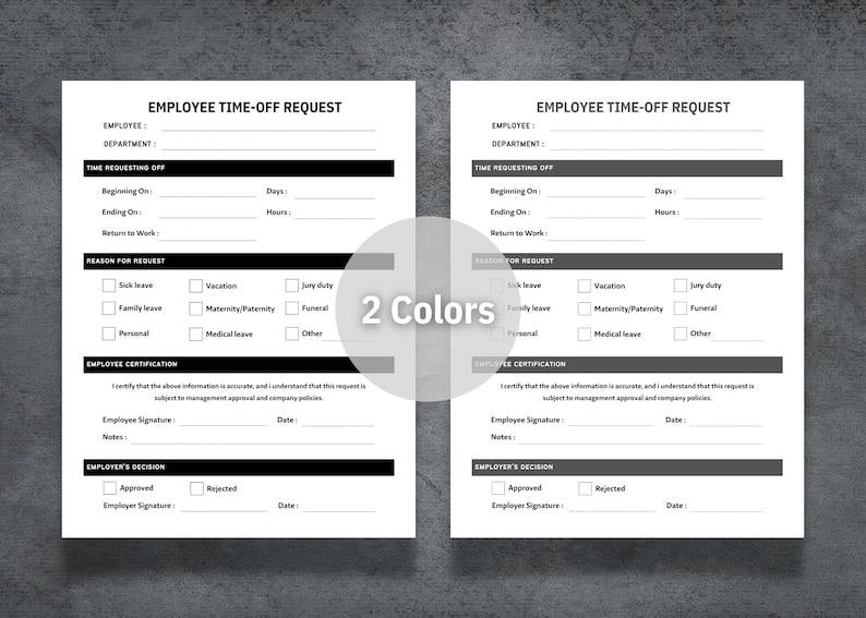 Employee Time-off Request, Paid Time off Request, Vacation Request ...