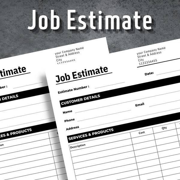 Job Estimate Template - Etsy