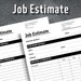 Job Estimate, Editable Job Estimate, Contractor Estimate, Job Estimate ...