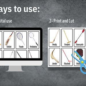 Sports Sticks Flash Cards, Preschool Flashcards, Printable Montessori ...