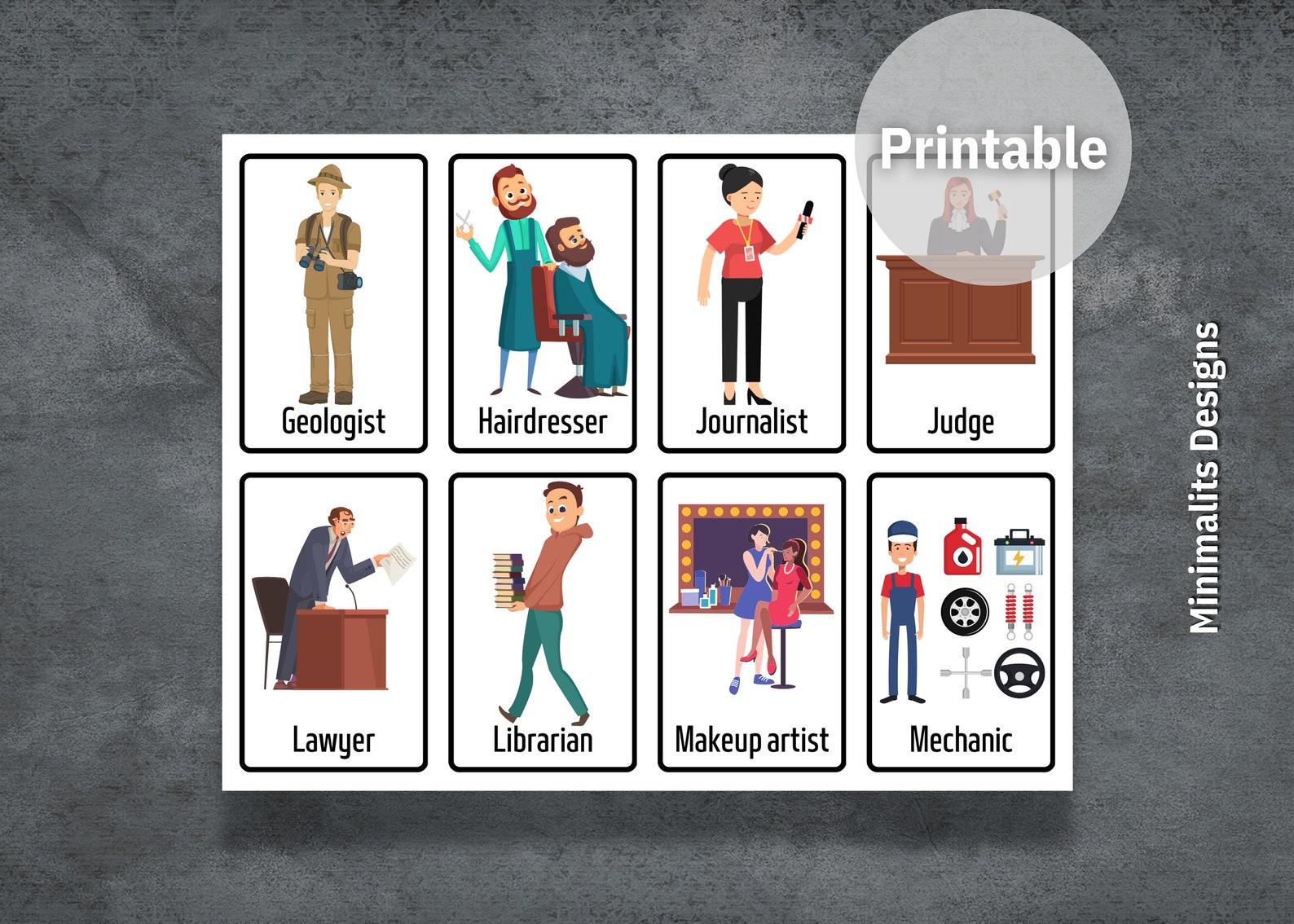 Professions Flashcards, Preschool Flashcards, Printable Montessori ...