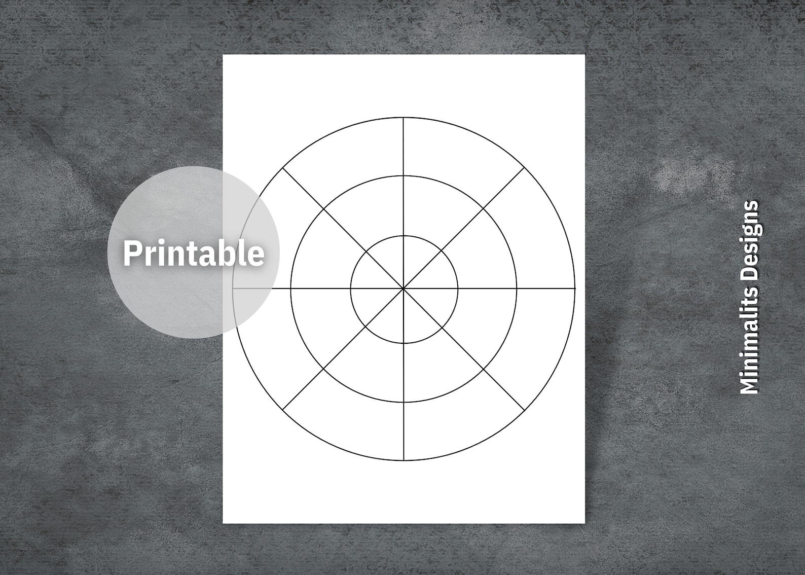 Polar Graph Paper, Printable Circular Graph Paper, Circular Grid Paper ...