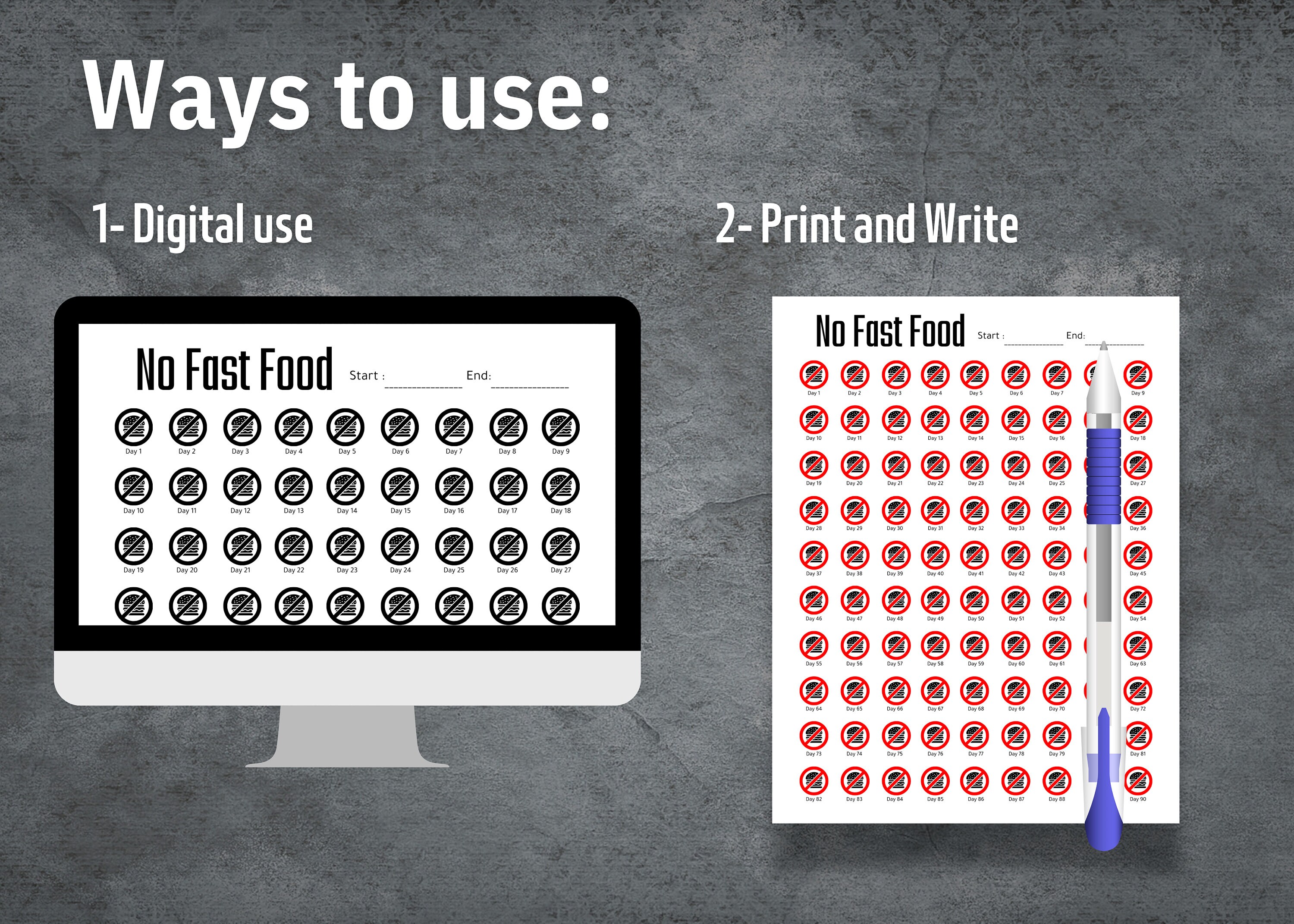 Quit Fast Food Challenge Printable No Fast Food Challenge No - Etsy Canada