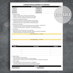 Career Development Planning, Printable Developing Employees, HR ...