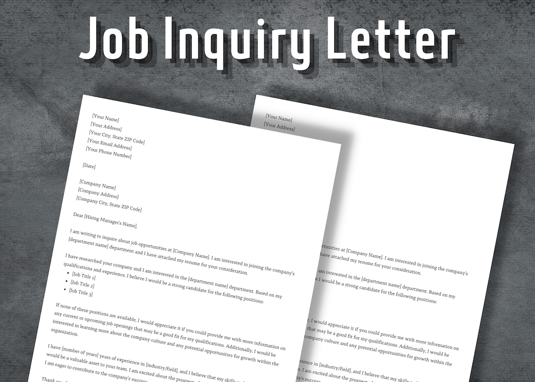 Job Inquiry Letter, Printable Job Inquiry Template, Letter of Inquiry ...