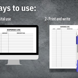 Expense Log, Spending Log, Purchase Tracker, Expense Tracker, Printable ...