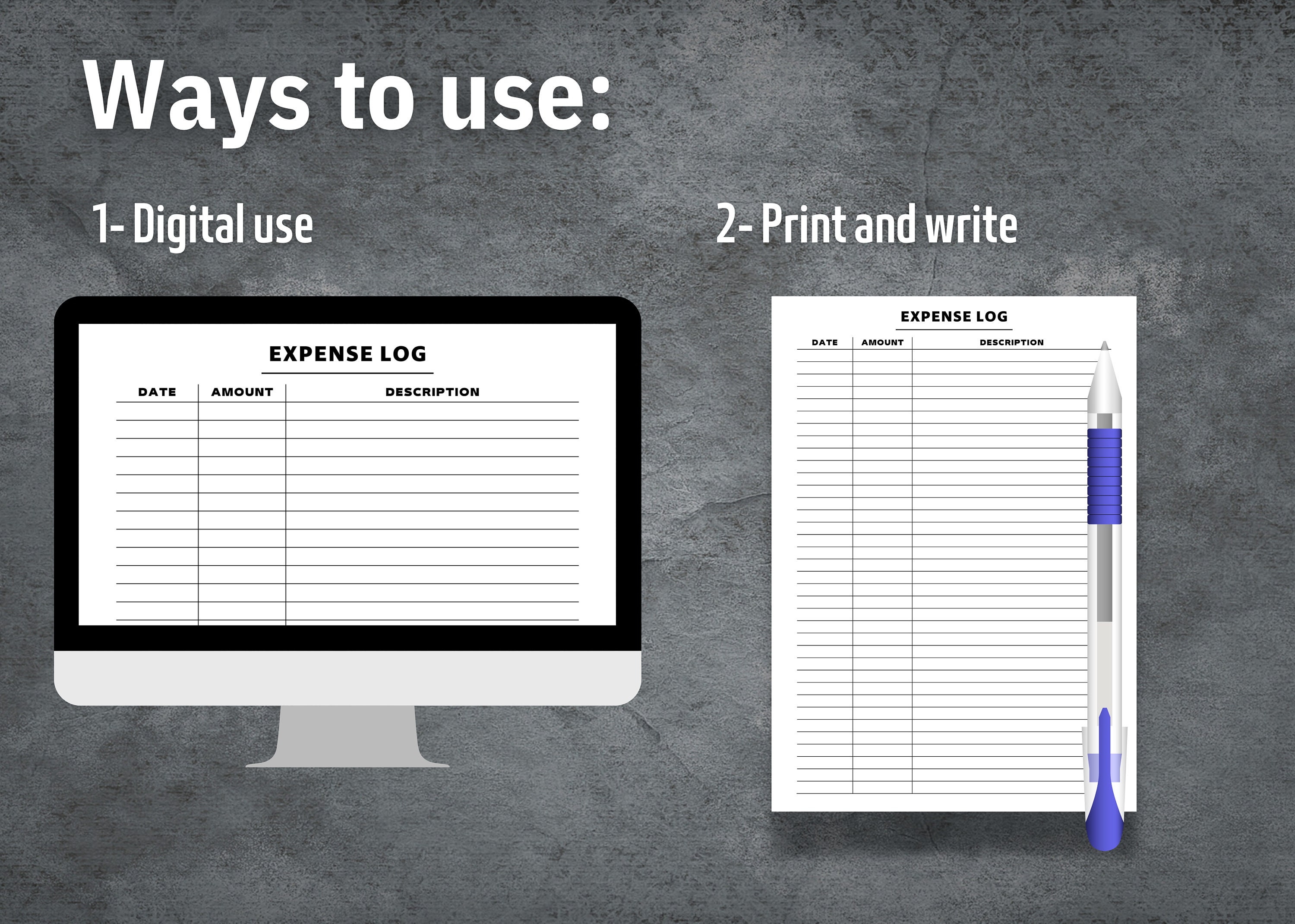 Expense Log, Spending Log, Purchase Tracker, Expense Tracker, Printable ...