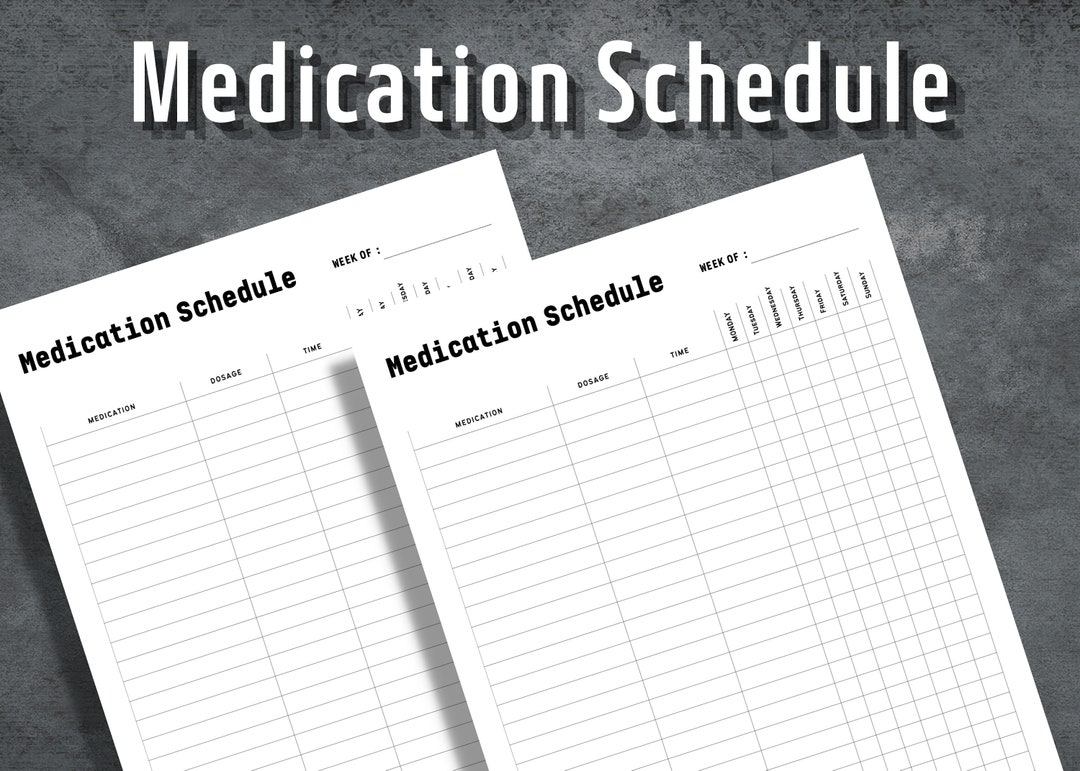 Medication Schedule, Medication Tracker, Medication Log, Weekly Pill ...