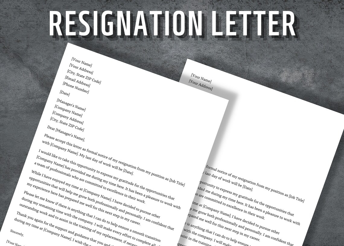 Resignation Letter, Resign Letter, Printable Resignation Letter ...