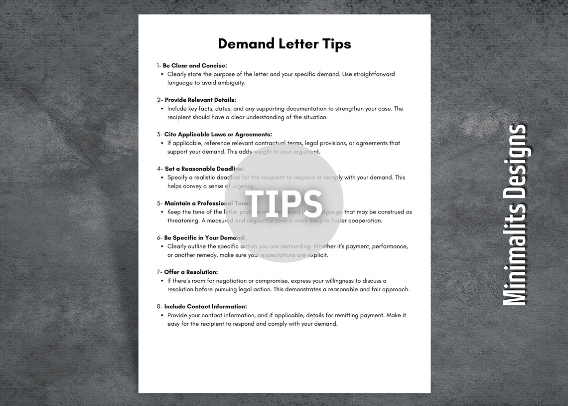 Demand Letter Template, Printable Demand Letter, Editable Demand Letter ...