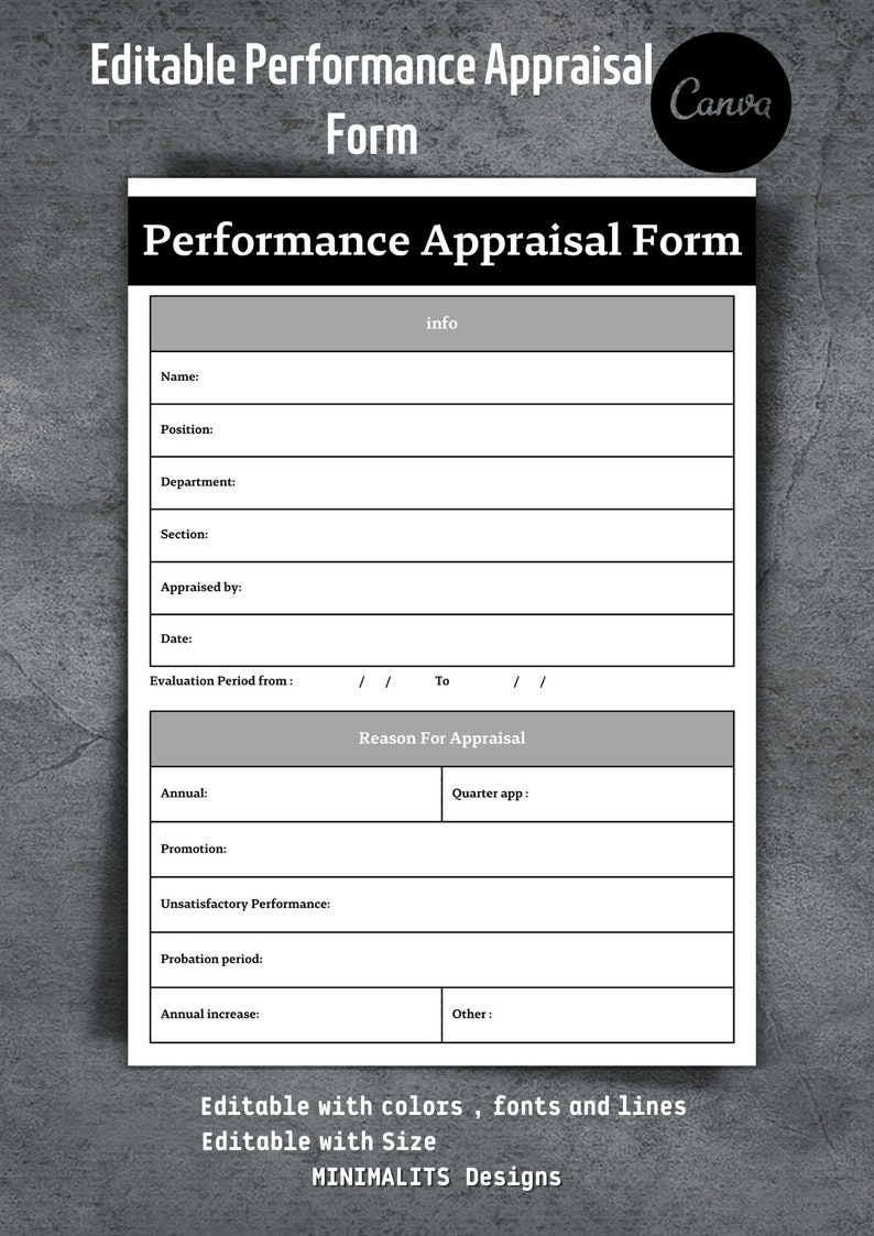 Performance Appraisal Form Performance Appraisal Form Sheet - Etsy