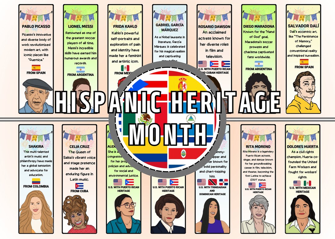 Hispanic Heritage Month, Hispanic Heritage Bookmarks, Celebrate ...