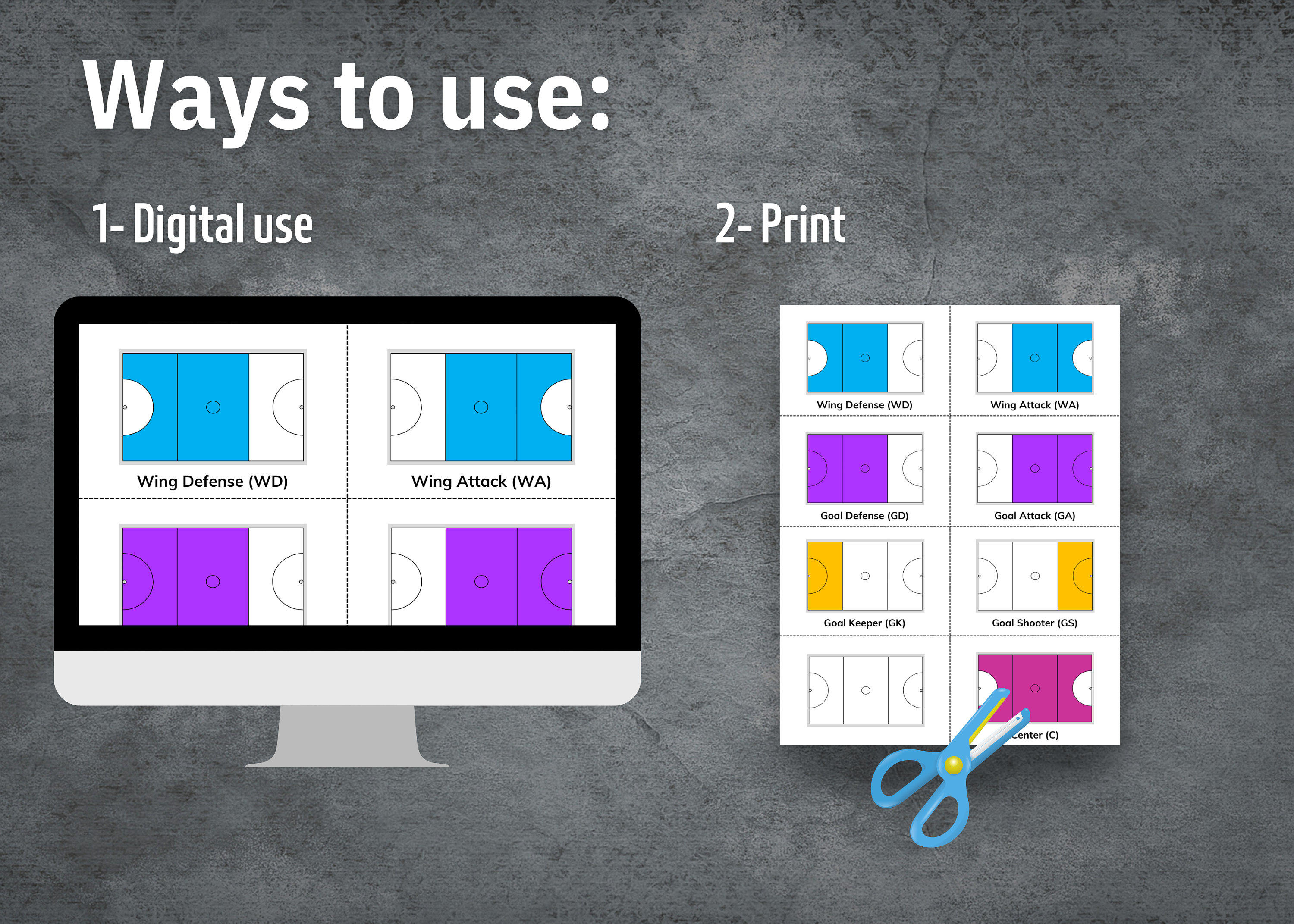 Netball Positions Template, Netball Flashcards, Netball Game Day ...