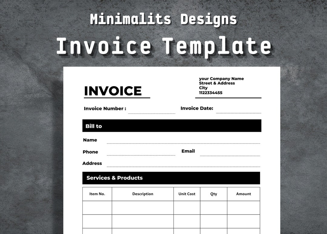 Invoice Template Editable Invoice Invoice Sheet Printable - Etsy