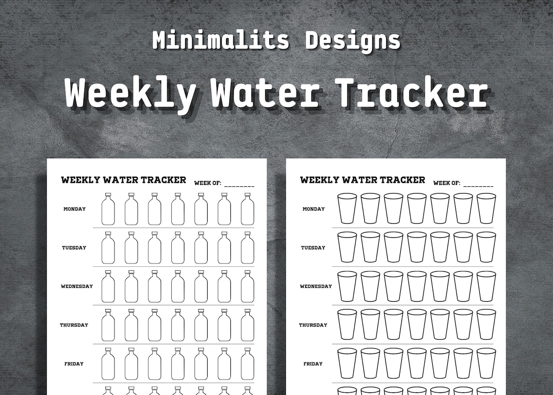 Weekly Water Tracker Water Log Printable Water Tracker - Etsy