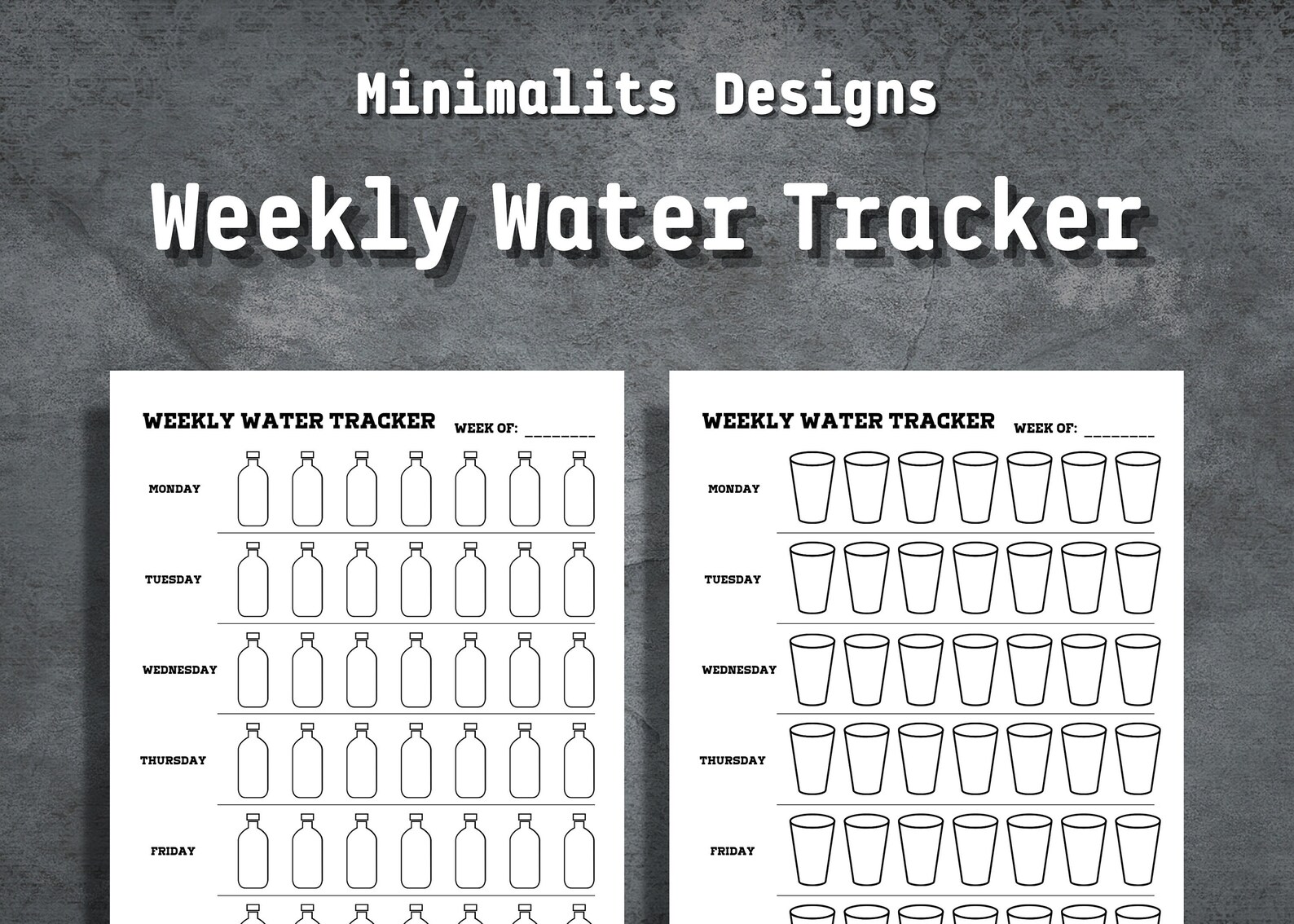 Weekly Water Tracker Water Log Printable Water Tracker - Etsy