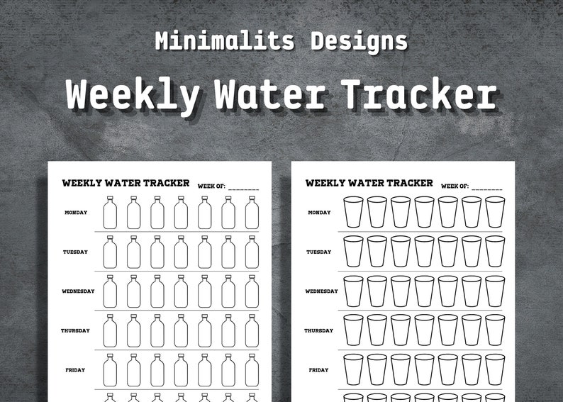 Weekly Water Tracker Water Log Printable Water Tracker - Etsy
