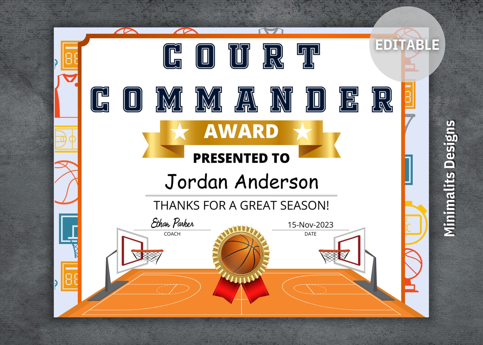 Basketball Award Certificates, End of Season Basketball Award, Award ...