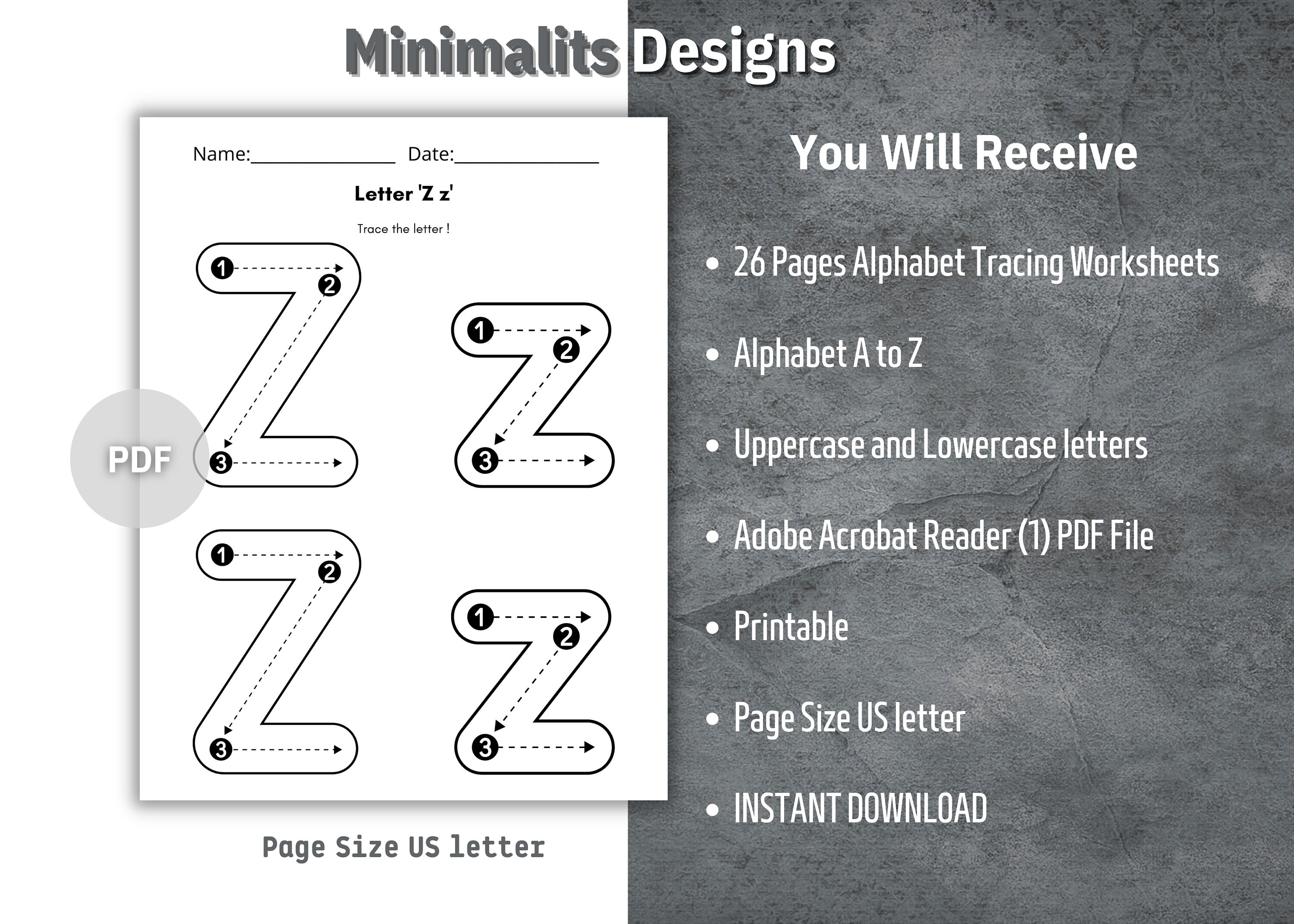 Alphabet Tracing Worksheets, Handwriting Practice, Printable Alphabet ...