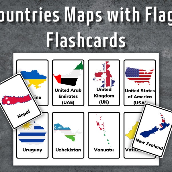 197 Flags Flash Cards - Etsy