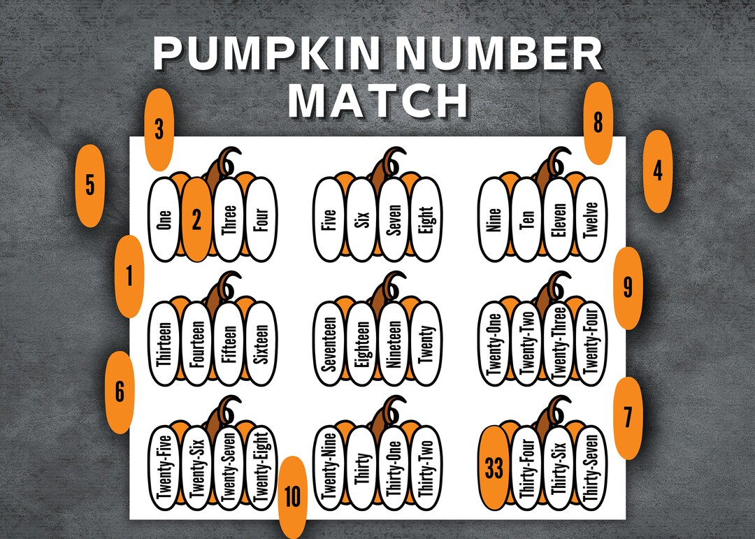 Pumpkin Number Match, Halloween Activities, Printable Halloween Numbers ...