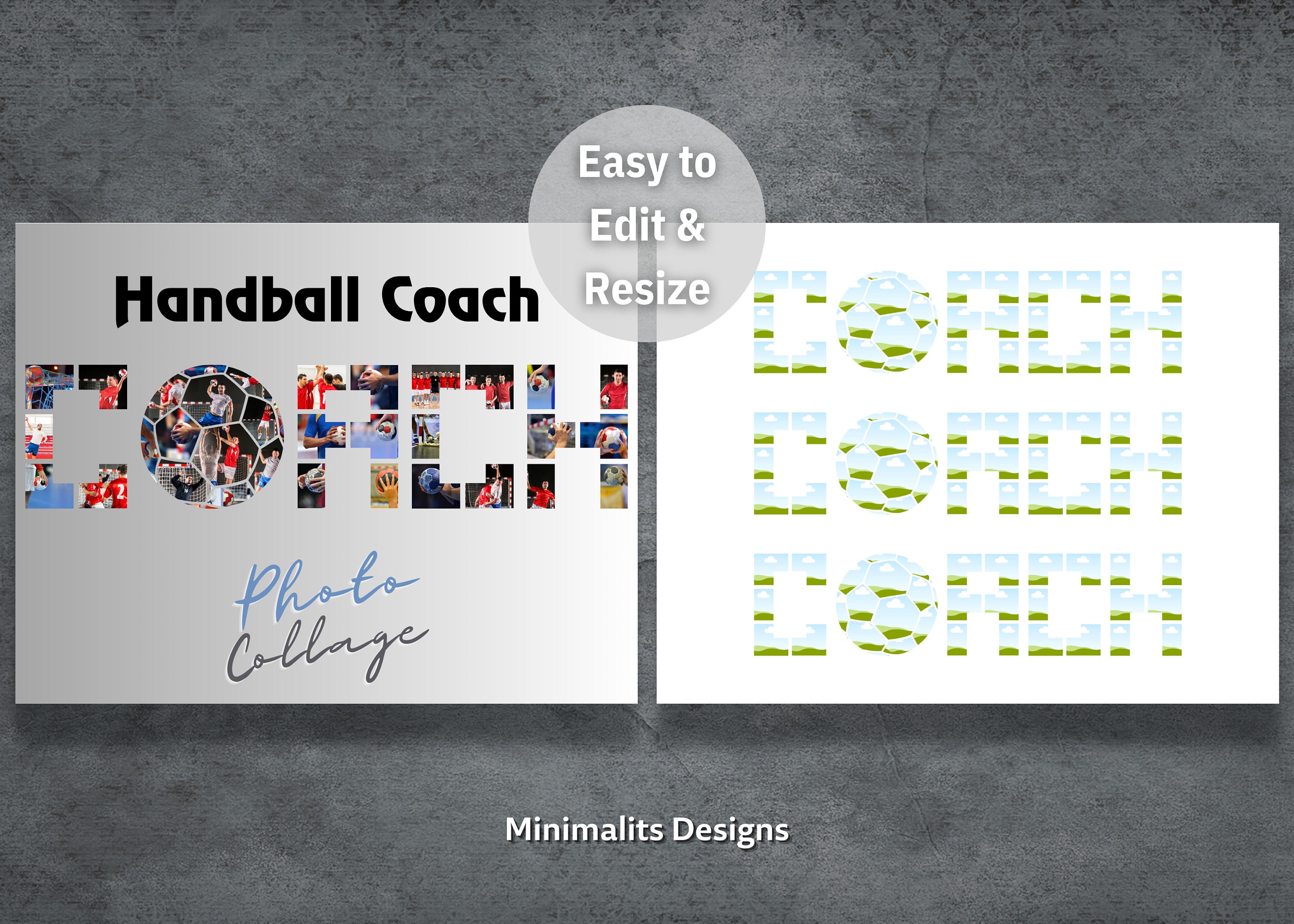 Handball Coach Photo Collage, Editable Canva Template, Handball Canva ...