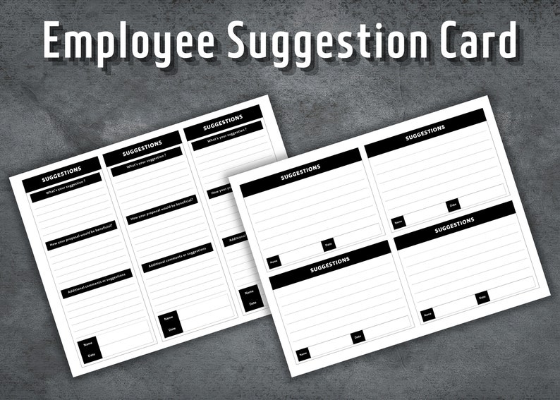 Employee Suggestion Card, Employee Ideas Card, Employee Suggestion Box ...
