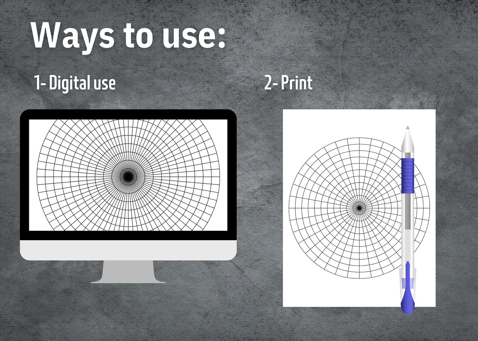 Polar Graph Paper, Printable Circular Graph Paper, Circular Grid Paper ...