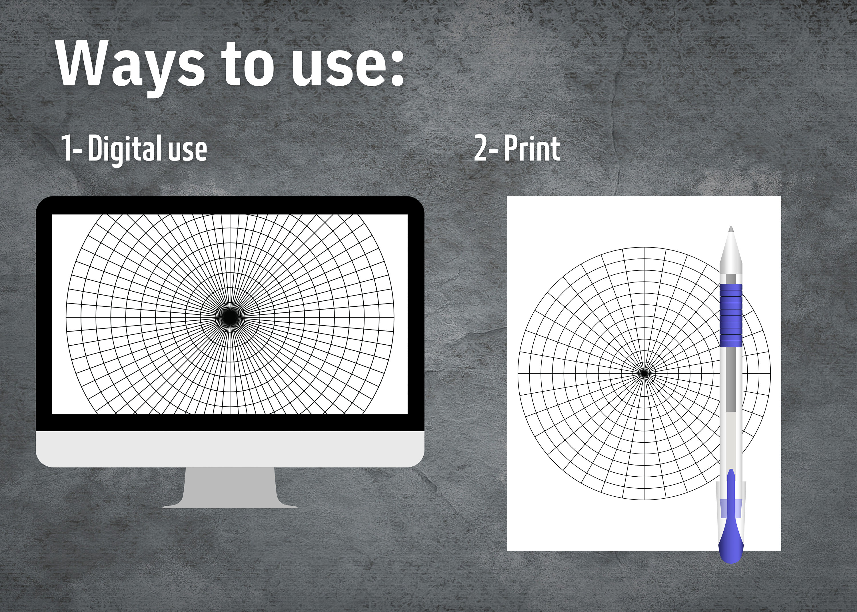 Polar Graph Paper, Printable Circular Graph Paper, Circular Grid Paper ...