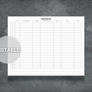 Team Roster, Soccer Team Roster, Printable Team Roster, Sport Roster ...