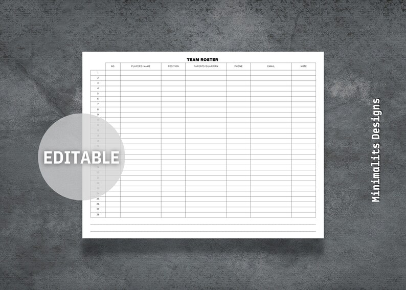 Team Roster, Soccer Team Roster, Printable Team Roster, Sport Roster ...